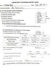 CHY Lab Techniques Report Sheet Pdf LABORATORY TECHNIQUES REPORT SHEET Hame M Date On