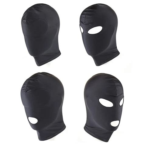 Four Style Elastic Black Spandex Sex Mask Open Eyes Mouth Fetish Bondage Mask Party Erotic Toys