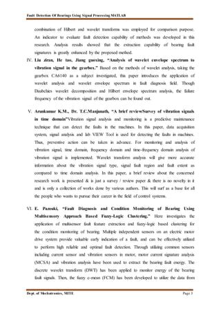 Report On Fault Diagnosis Of Ball Bearing System DOCX Science