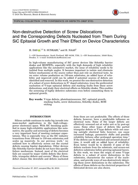 Pdf Non Destructive Detection Of Screw Dislocations And The Corresponding Defects Nucleated