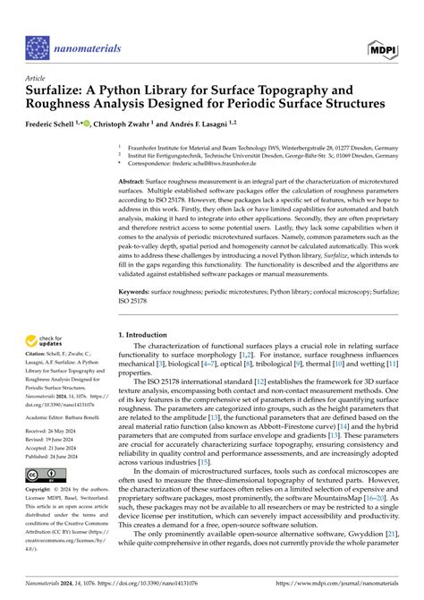 Pdf Surfalize A Python Library For Surface Topography And Roughness