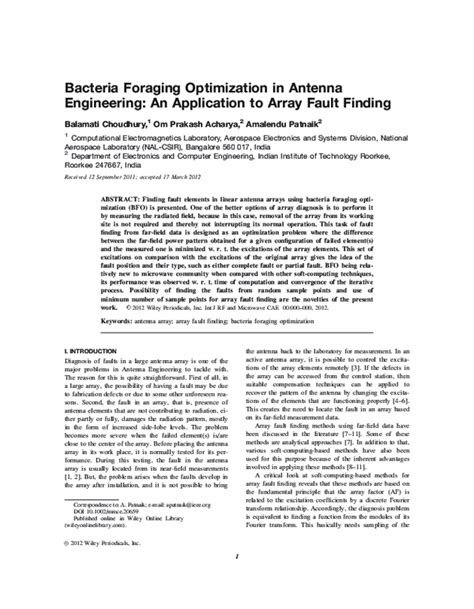 Pdf Bacteria Foraging Optimization In Antenna Engineering An Application To Array Fault Finding
