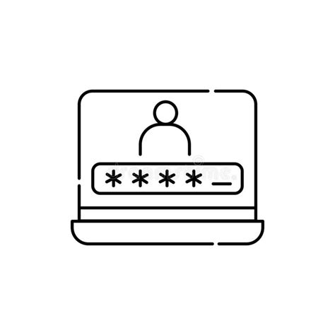 Password On Laptop Line Icon Isolated Vector Element Stock Vector Illustration Of Access