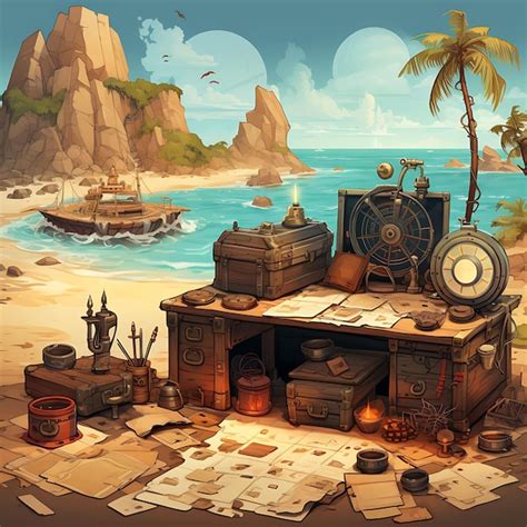 Premium Ai Image Pirate Pop Up Ui Treasure Island Themed Game Console Explora Design Art