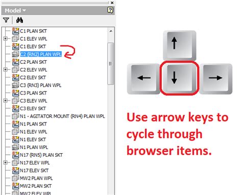 use arrow keys to navigate through browser items autodesk community