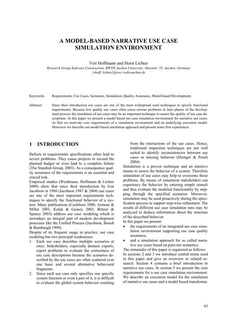 PDF A Model Based Narrative Use Case Simulation Environment
