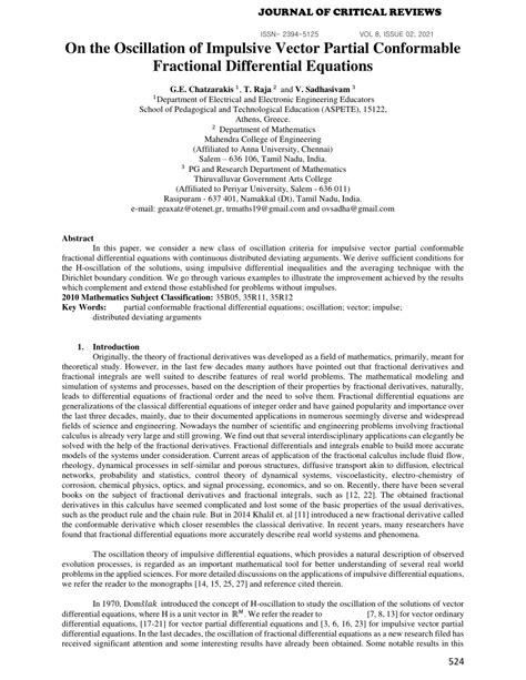 Pdf On The Oscillation Of Impulsive Vector Partial Conformable Fractional Differential Equations