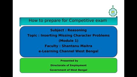Reasoning Inserting Missing Character Problems Module 1 Youtube
