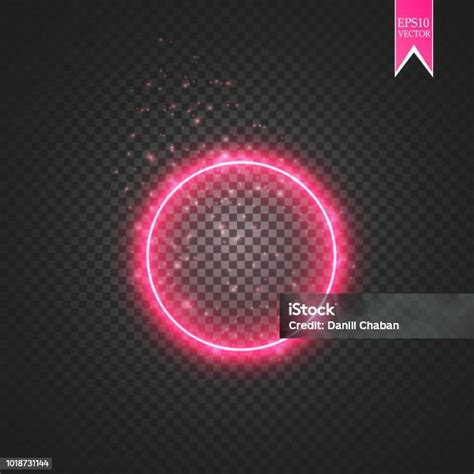 레드 라운드 프레임입니다 빛나는 원 배너 블랙 투명 한 배경에 고립 벡터 일러스트 레이 션 네온에 대한 스톡 벡터 아트 및 기타 이미지 Istock