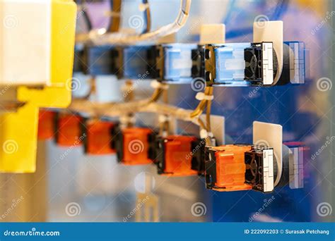 Various Color Signal Lamp Indicator And Push Button Switch Install At Electric Power Control