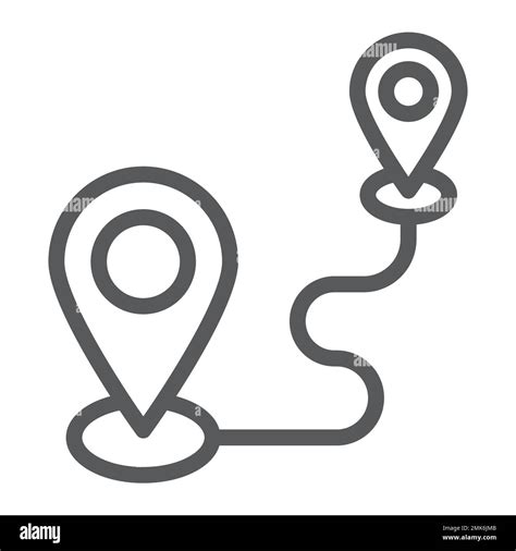 Destination Line Icon Gps And Location Map Pin Sign Vector Graphics