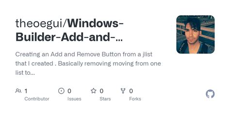 GitHub Theoegui Windows Builder Add And Remove Button From JList