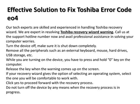 PPT Toshiba Error Code Eo PowerPoint Presentation Free Download ID