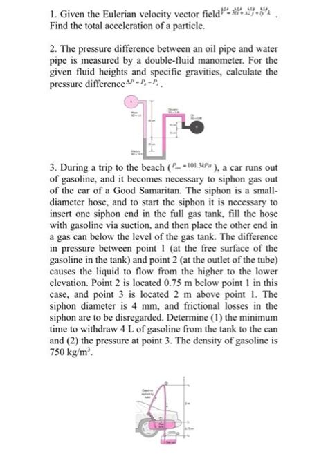 Solved تا قا لیا۔ 1 Given The Eulerian Velocity Vector