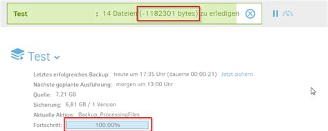 negative bytes remaining and backup process takes really long time to