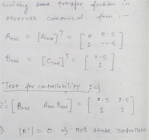 Control System Controllability And Observability From Given Transfer