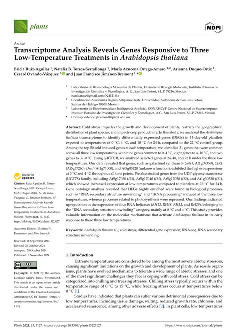 Pdf Transcriptome Analysis Reveals Genes Responsive To Three Low Temperature Treatments In