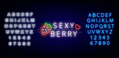 Sex Shop Flyer With Neon Berry Sign Text With Alphabet Editable