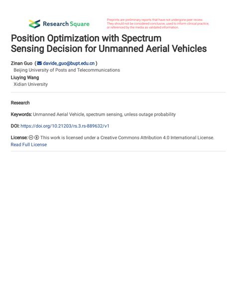 PDF Position Optimization With Spectrum Sensing Decision For Unmanned Aerial Vehicles