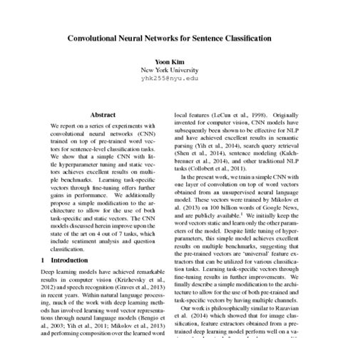 Convolutional Neural Networks For Sentence Classification Acl Anthology