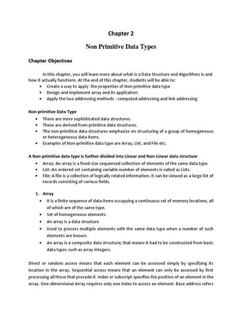 Chapter 2 Non Primitive Data Types Pdf Data Type Integer