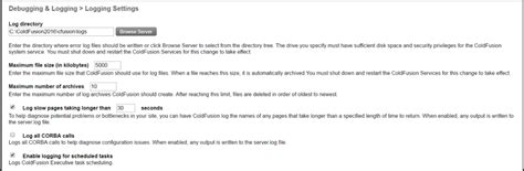 Debugging And Logging Logging Settings Coldfusion Tuning Guide