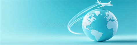 A Globe Showcases Continents And Oceans With A Plane Elegantly Tracing