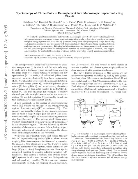 Pdf Spectroscopy Of Three Particle Entanglement In A Macroscopic