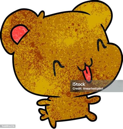 질감 만화 일러스트 카와이 귀여운 행복 곰 곰에 대한 스톡 벡터 아트 및 기타 이미지 곰 곰 새끼 귀여운 Istock
