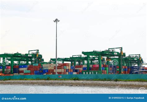 Container Loading And Unloading At Singapore Shipping Container Terminal Editorial Photo