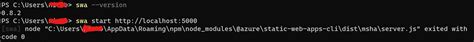 082 Swa Start Results In Node Serverjs Execution Exiting With Code 0 · Issue 412 · Azure