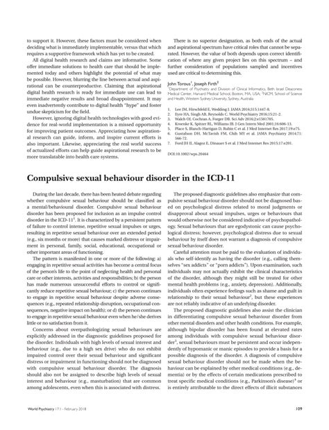 Pdf Compulsive Sexual Behaviour Disorder In The Icd 11