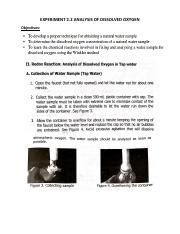 Analysis Of Dissolved Oxygen Experiment Sample Computations Course Hero