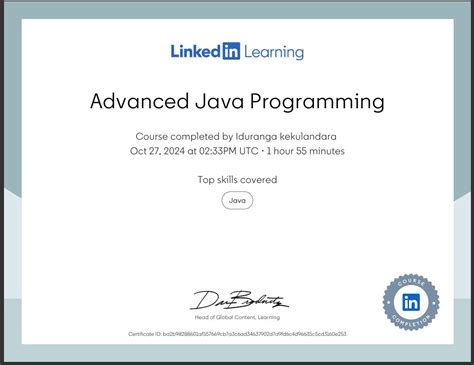 Iduranga Kekulandara On Linkedin Completed The Advance Java