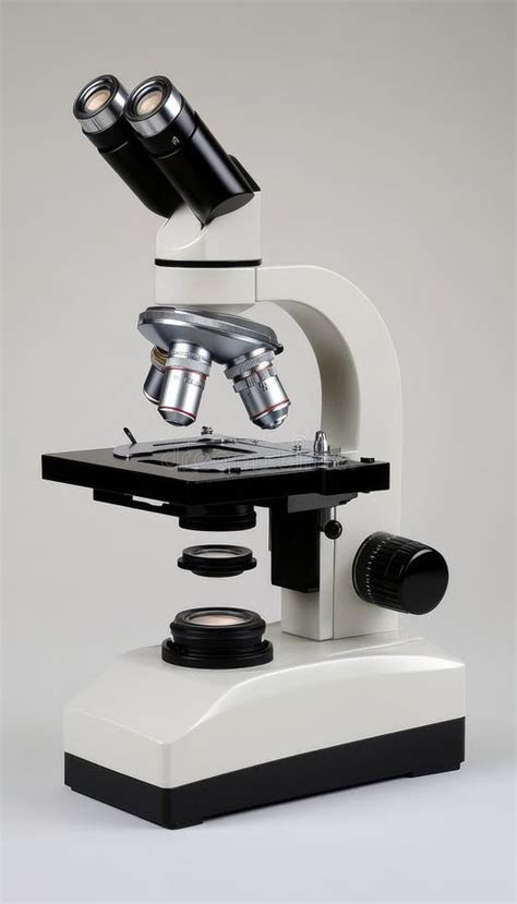 Laboratory Microscope Scientific Instrument For Research Isolated On White Background Stock