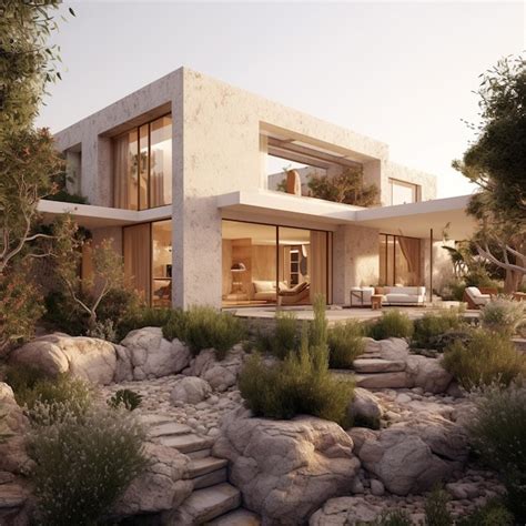 3d Architectural Rendering Clif Villa House Design Premium Ai