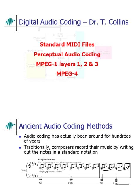 digital audio coding dr t collins standard midi files perceptual audio coding mpeg 1 layers
