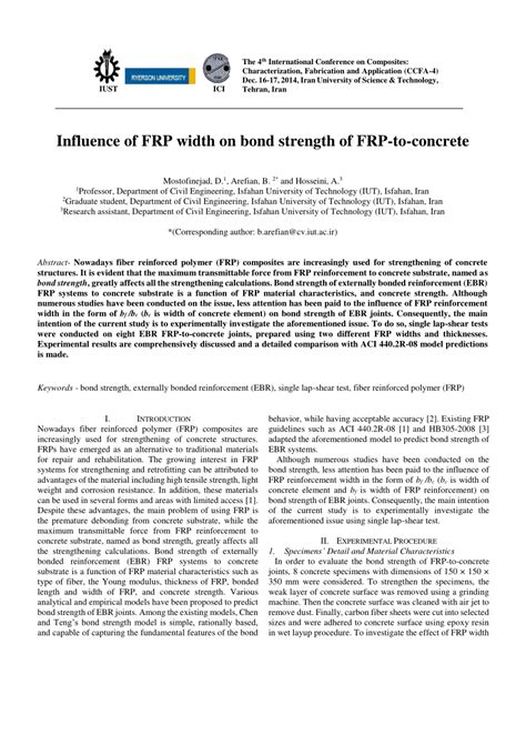 Pdf Influence Of Frp Width On Bond Strength Of Frp To Concrete
