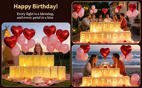 2073pcs Happy Birthday Decorations Light Up Letters Rose