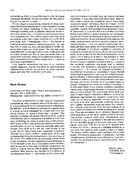 Pdf Fuzzy Sets And Fuzzy Logic Theory And Applications