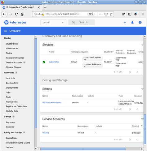 Ubuntu 20 04 LTS Kubernetes Enable Dashboard Server World