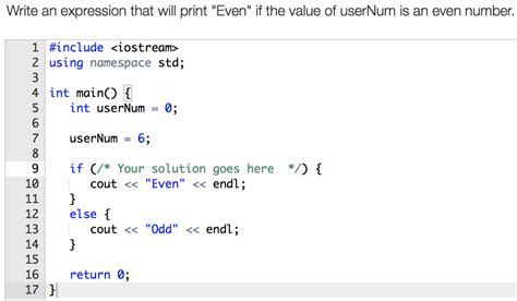 Solved Write An Expression That Will Print Even If The
