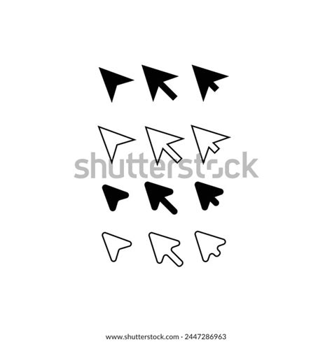 Mouse Cursor Arrows Black Flat Outline Stock Vector Royalty Free