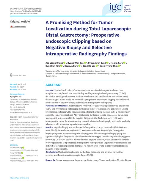 Pdf A Promising Method For Tumor Localization During Total Laparoscopic Distal Gastrectomy