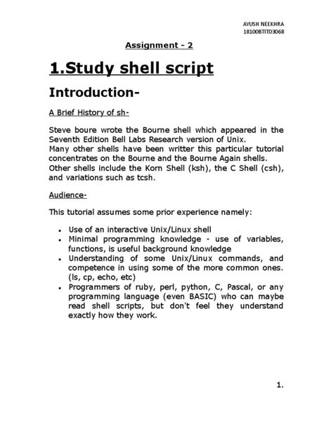 Shell Script Assignment Pdf Scripting Language Software Engineering