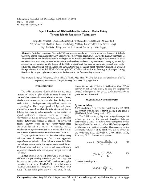 Pdf Speed Control Of 8 6 Switched Reluctance Motor Using Torque Ripple Reduction Techniques