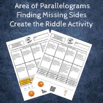 Area Of Parallelograms Finding Missing Sides Create The Riddle Activity