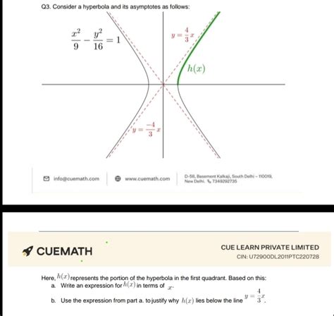 Solved Q3 Consider A Hyperbola And Its Asymptotes As Follows Info ⑥ Cuemath