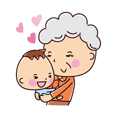 赤ちゃんを抱っこするイラストお婆さん祖母 イラストくん