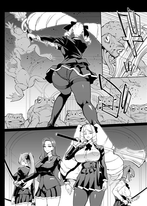 Rule 34 4girls Clothed Fan No Hitori Frog Giant Frog Huge Breasts Mace Monster Monster Hunting